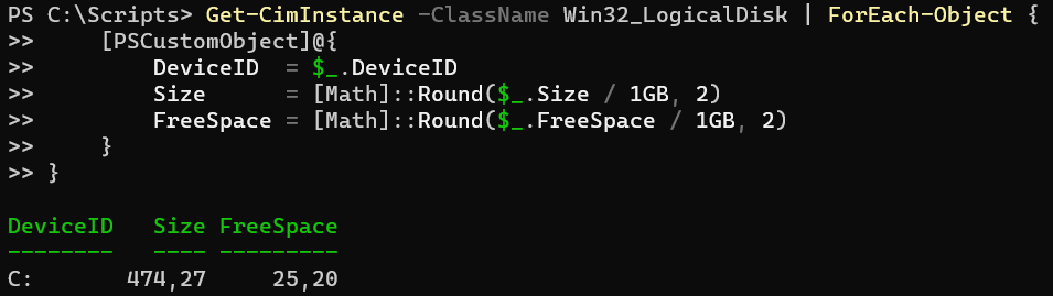 How To Get Disk Size And Free Space Using Powershell Byteinthesky 
